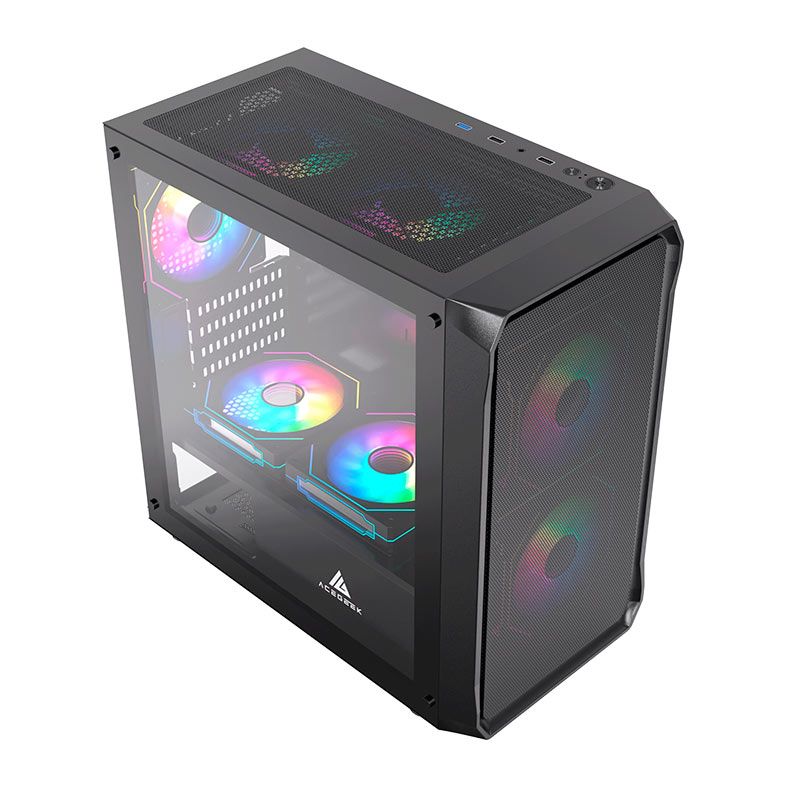 Gabinete Gamer Acegeek Eclipse M350, Mid-Tower, Lateral de Vidro, Preto ...