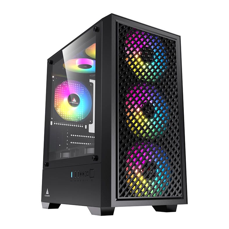 Gabinete Gamer Acegeek Pulse, Mid-Tower, Lateral de Vidro, Preto, AG ...