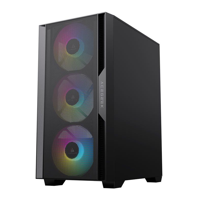 Gabinete Gamer Acegeek Stratus Mesh, Rainbow, Mid-Tower, Lateral de ...