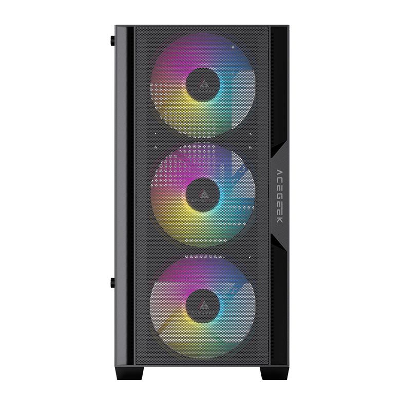 Gabinete Gamer Acegeek Stratus Mesh, Rainbow, Mid-Tower, Lateral de ...