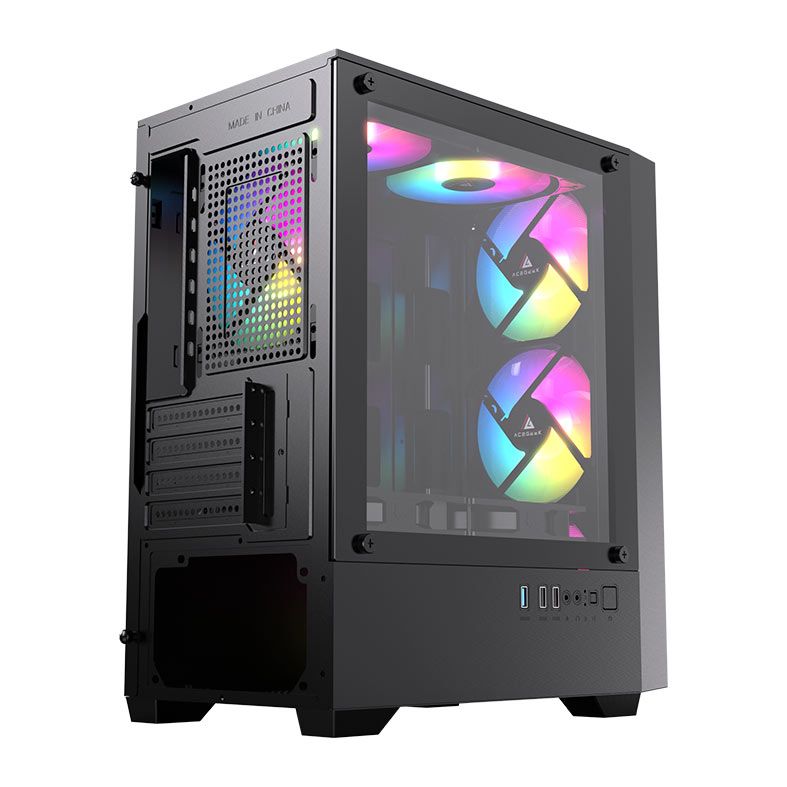 Gabinete Gamer Acegeek Stratus Mesh, Mid-Tower, Lateral de Vidro, Preto ...