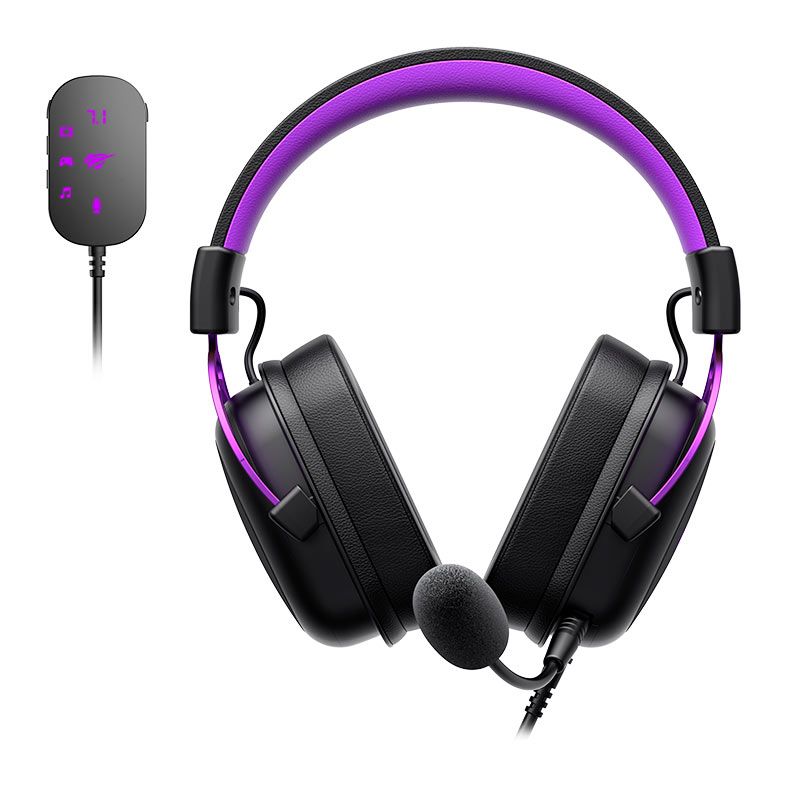 Headset Gamer Havit H2002C+U, 7.1 Surround, Drivers 53mm, Preto e Roxo ...