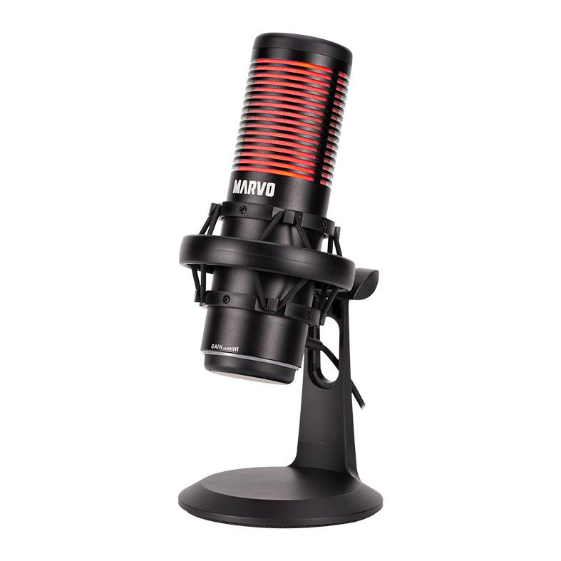 Microfone Gamer Marvo MIC-07 Blast 60, RGB, USB, Preto, MIC-07-BK | Pichau