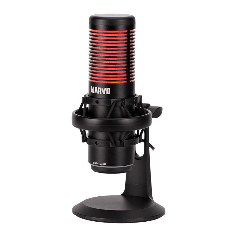 Microfone Gamer Marvo MIC-07 Blast 60, RGB, USB, Preto, MIC-07-BK | Pichau