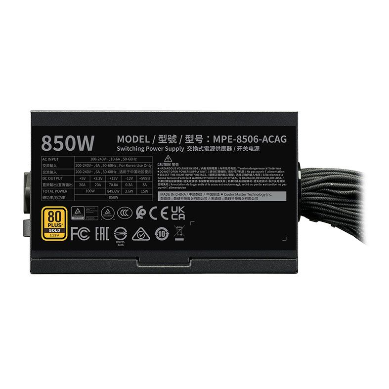 Fonte Cooler Master MWE Gold 850 V3, 850W, ATX 3.1, 80 Plus Gold, Preto ...