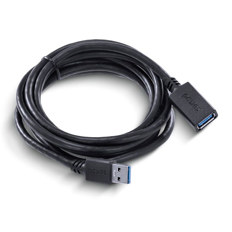 Cabo USB-A Macho Para USB-A Femea PCYes, 2m, Preto, PUAMF3-2 | Pichau