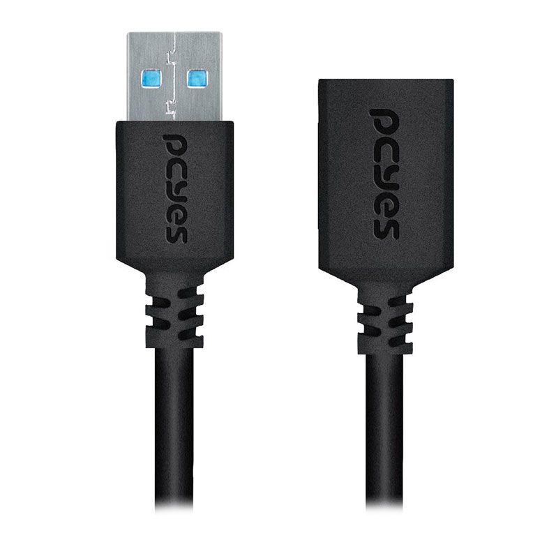 Cabo USB-A Macho Para USB-A Femea PCYes, 2m, Preto, PUAMF3-2 | Pichau