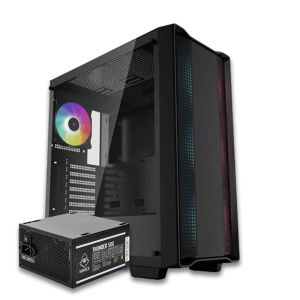 Gabinete Gamer Deepcool CC560 FS, RGB, Preto + Fonte Mancer Thunder ...